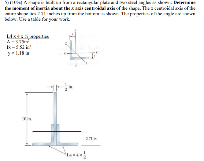 Solved 5) (10%) A shape is built up from a rectangular plate | Chegg.com