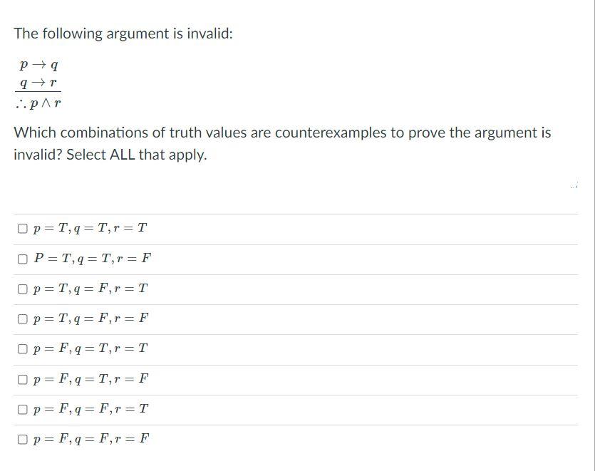 Solved The following argument is invalid: P +9 9 → .:.pΛη | Chegg.com