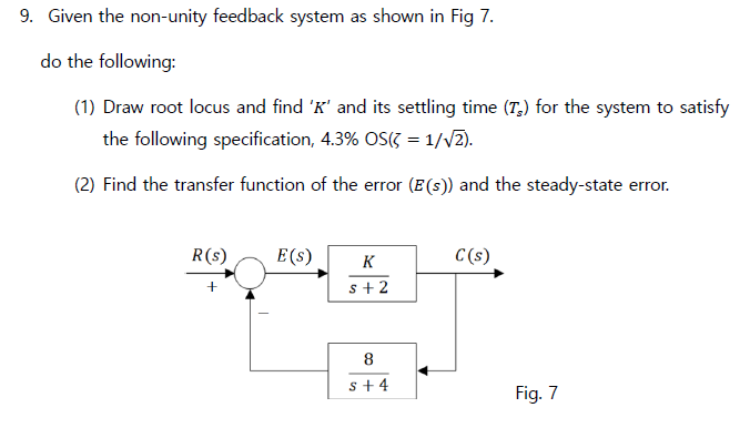Solved 9. Given the non-unity feedback system as shown in | Chegg.com
