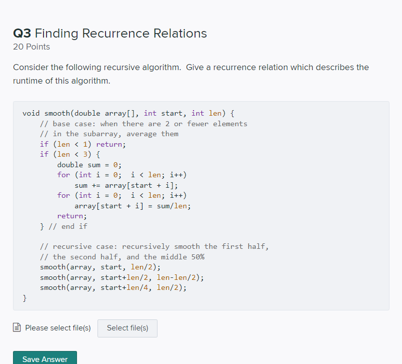 Solved Q3 Finding Recurrence Relations 20 Points Consider 