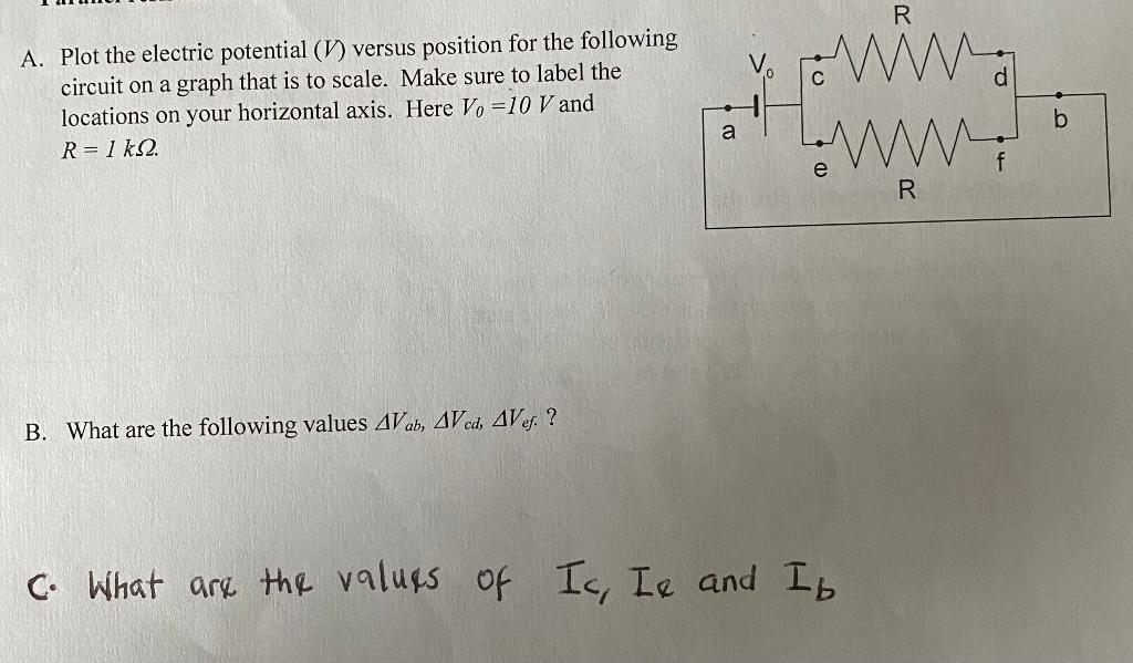 Solved A. Plot the electric potential (V) versus position | Chegg.com
