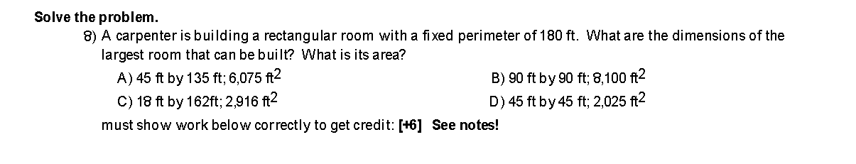 Solved Solve the problem. 8) A carpenter is building a | Chegg.com