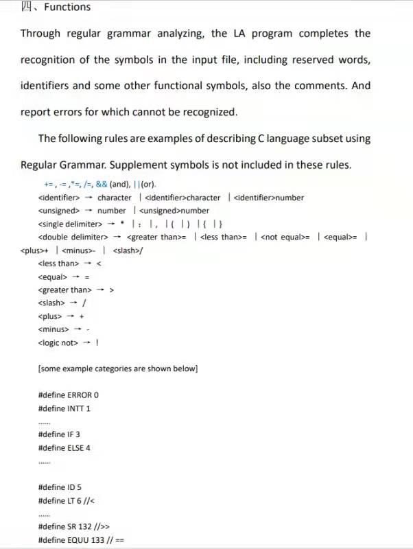 Design and implementation of a lexical analyser name | Chegg.com
