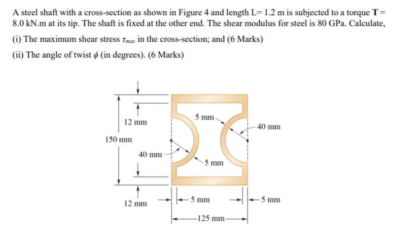 Solved A steel shaft with a cross-section as shown in Figure | Chegg.com