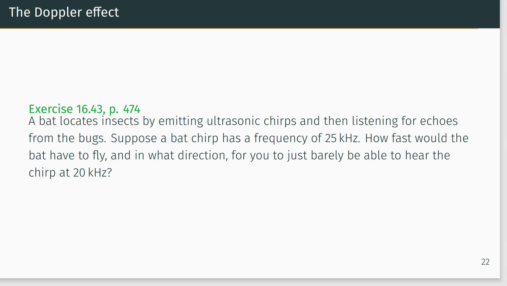 Solved The Doppler effect Exercise 16.43, p. 474 A bat | Chegg.com