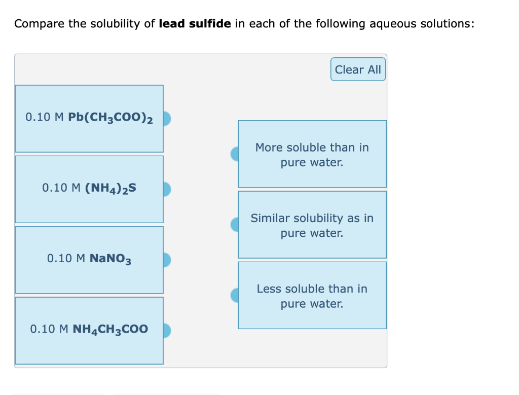 Solved Compare the solubility of lead sulfide in each of the | Chegg.com