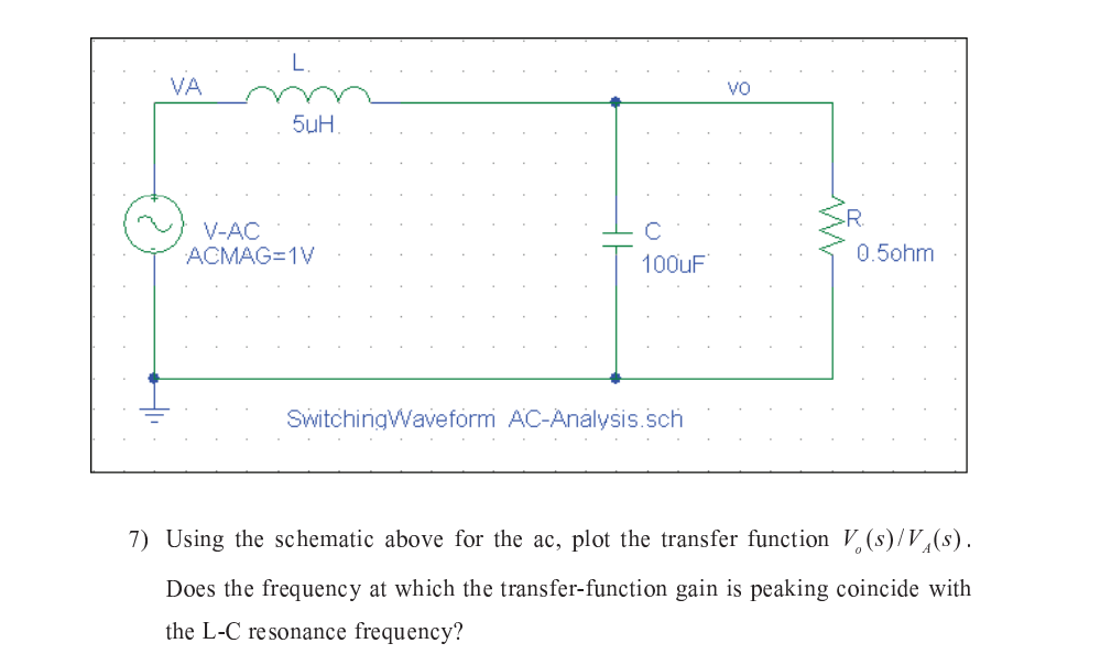 Solved 7) Using the schematic above for the ac, plot the | Chegg.com