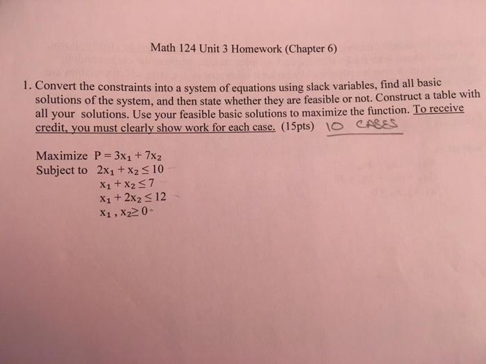 Solved Convert the constraints into a system of equations | Chegg.com