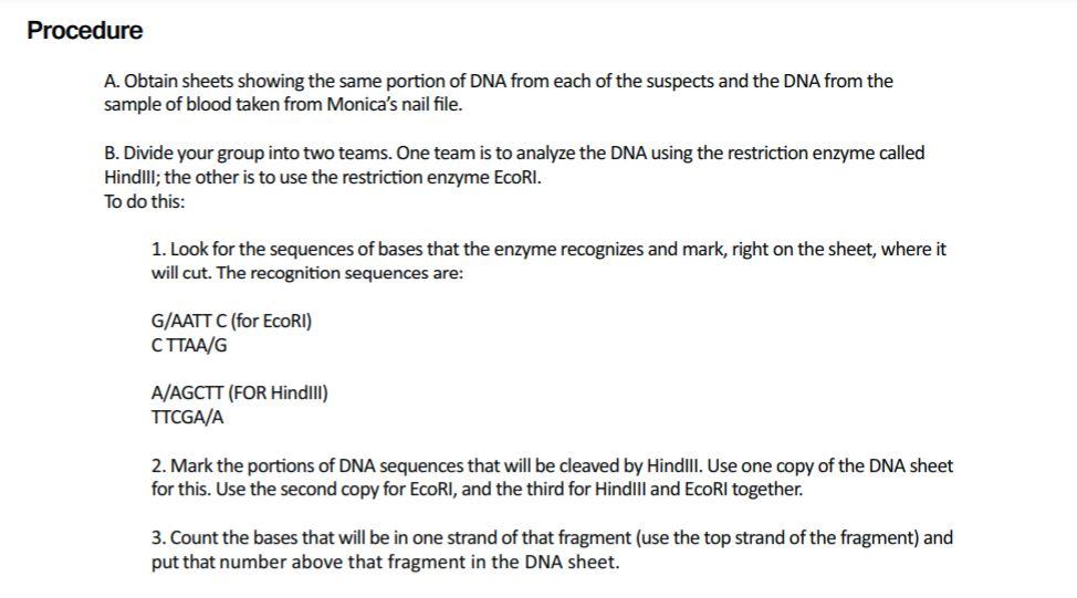 Solved II. USING DNA FINGERPRINTING IN FORENSIC SCIENCE: | Chegg.com