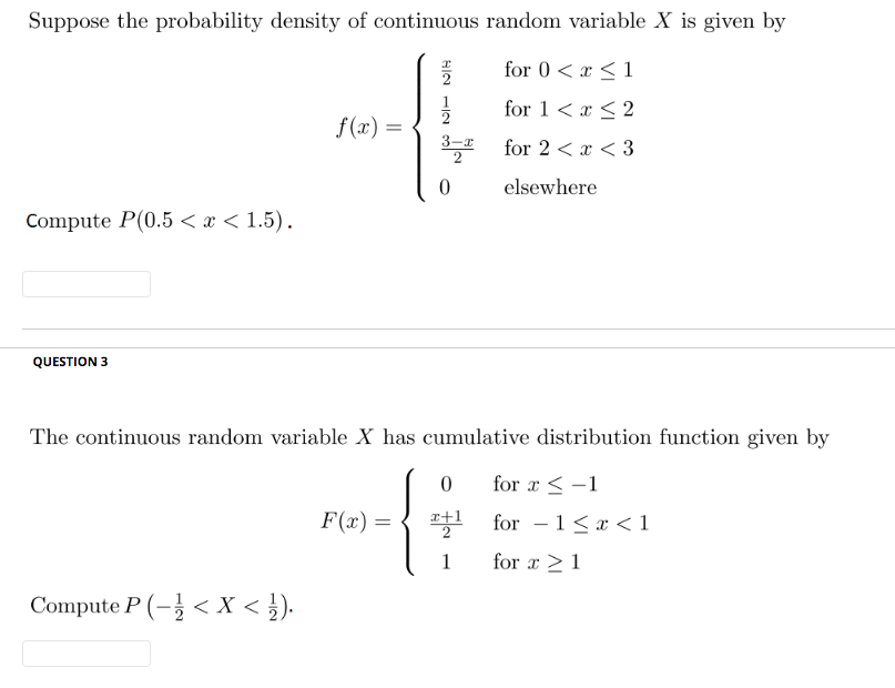 Solved Suppose the probability density of continuous random | Chegg.com