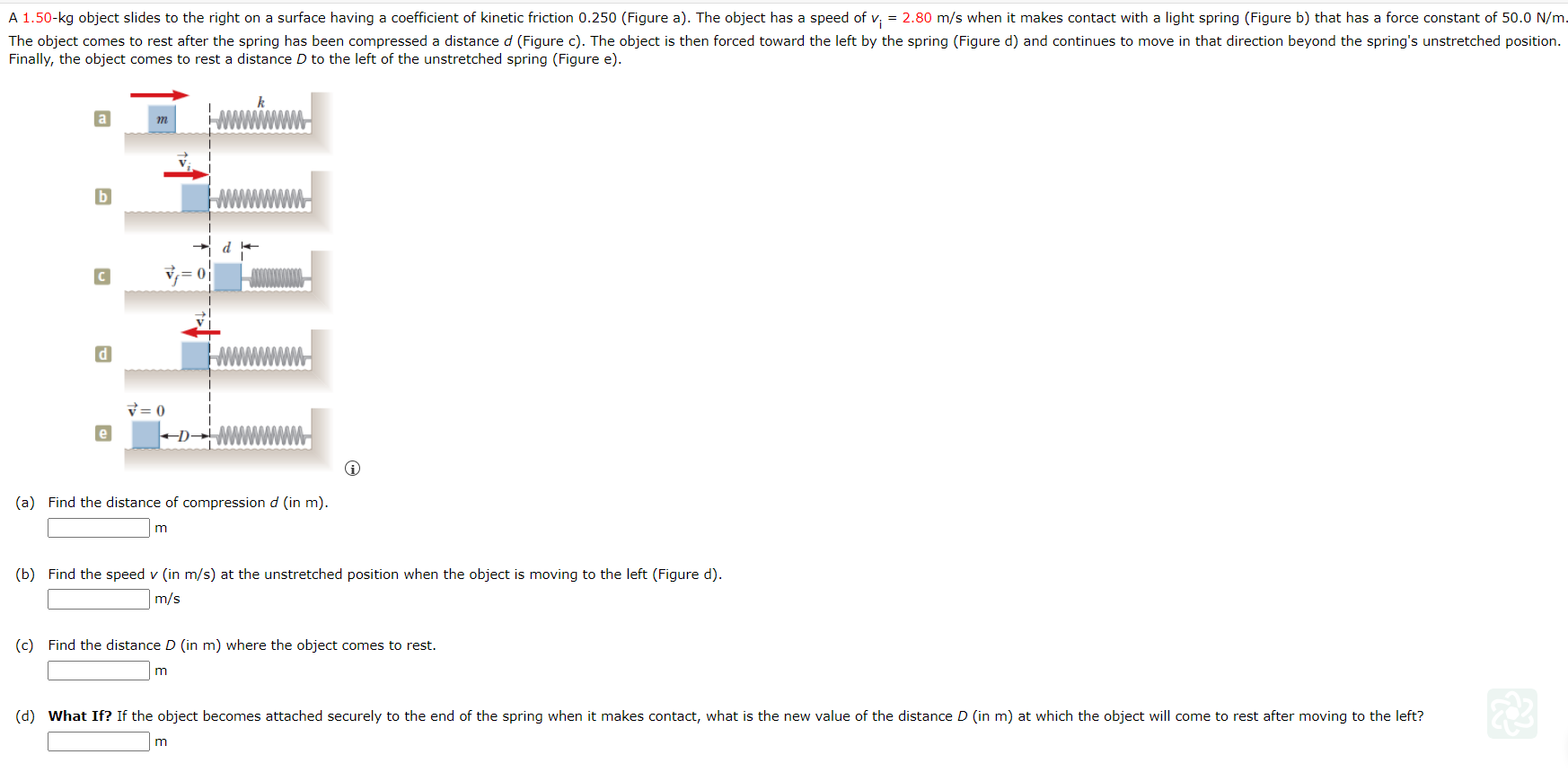 Solved Finally, the object comes to rest a distance D to the | Chegg.com