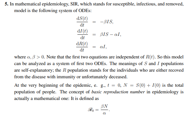 Solved 5. In mathematical epidemiology, SIR, which stands | Chegg.com