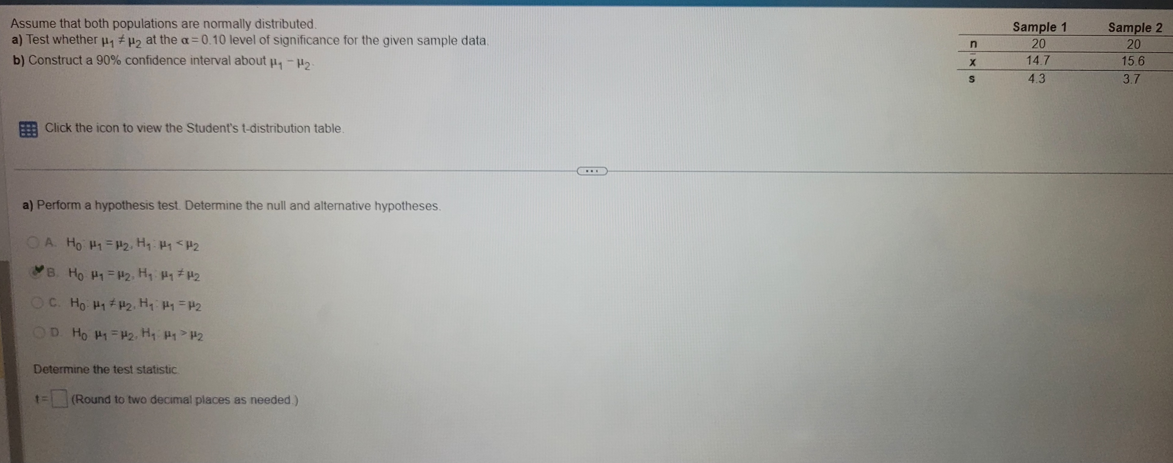 Solved Assume that both populations are normally | Chegg.com
