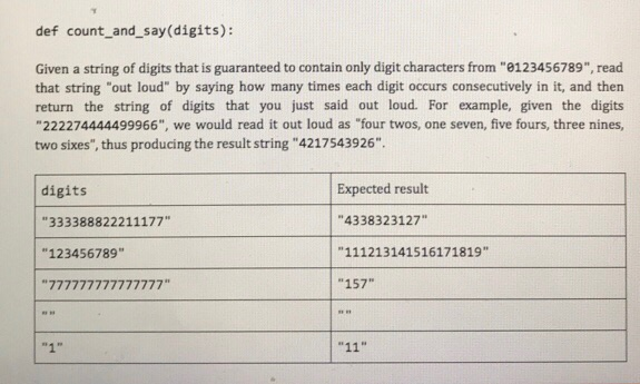 Solved def count_and_say (digits): Given a string of digits | Chegg.com