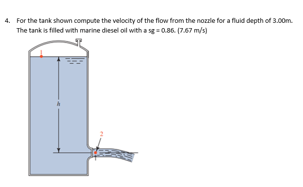 Solved 4. For the tank shown compute the velocity of the | Chegg.com