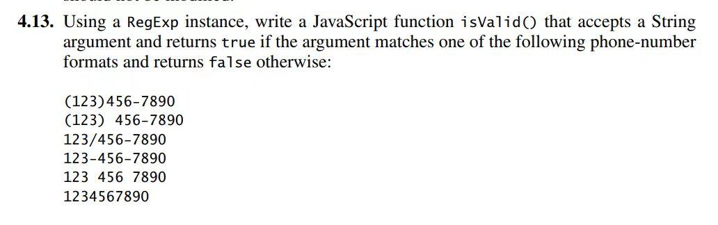 Solved 413 Using A Regexp Instance Write A Javascript 2372