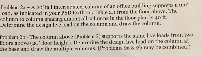 Solved Problem 2a - A 20' tall interior steel column of an | Chegg.com