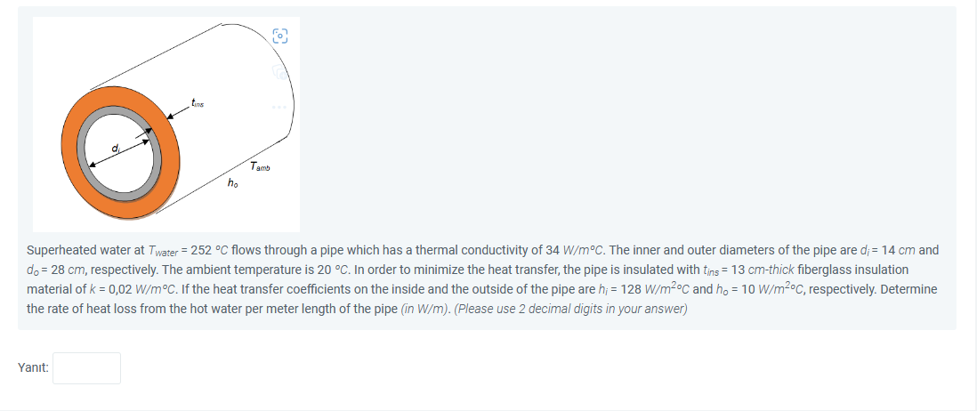 Solved Superheated water at Twater =252∘C flows through a | Chegg.com