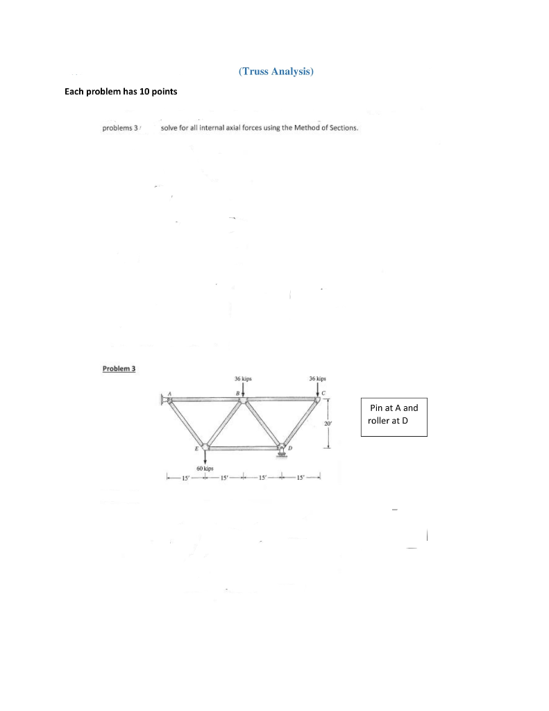 Solved (Truss Analysis) Each problem has 10 points problems | Chegg.com