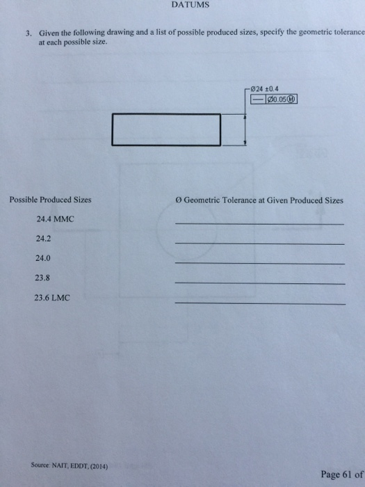 Solved DATUMS Given the following drawing and a list of | Chegg.com
