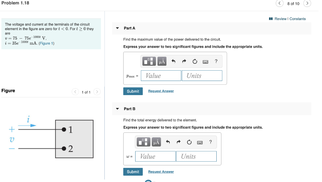 Solved Problem 1.18 8 of 10 MI Review | Constants Part A The | Chegg.com