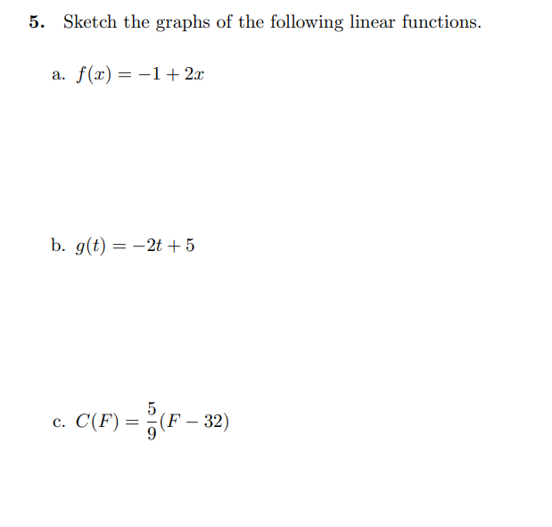 Solved 5. Sketch the graphs of the following linear | Chegg.com