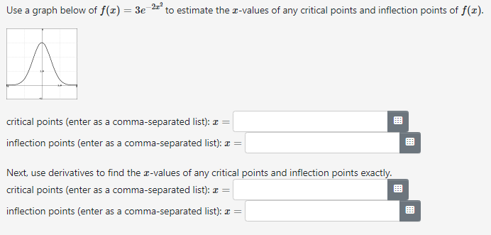 Solved Use a graph below of f(x)=3e−2x2 to estimate the | Chegg.com
