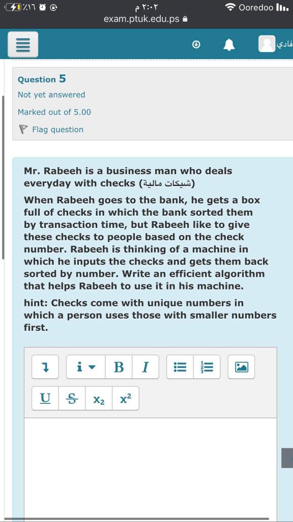 Solved C40770 ۲۰۰۲ م Ooredoo Il.. exam.ptuk.edu.ps فادي | Chegg.com
