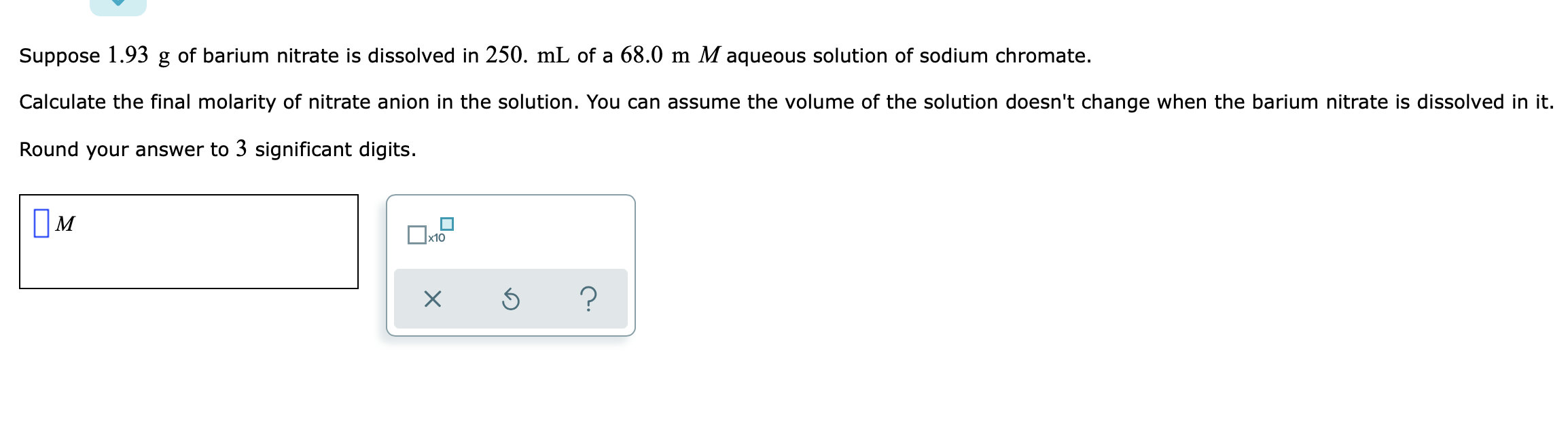 Solved Suppose 1.93 g of barium nitrate is dissolved in 250. | Chegg.com