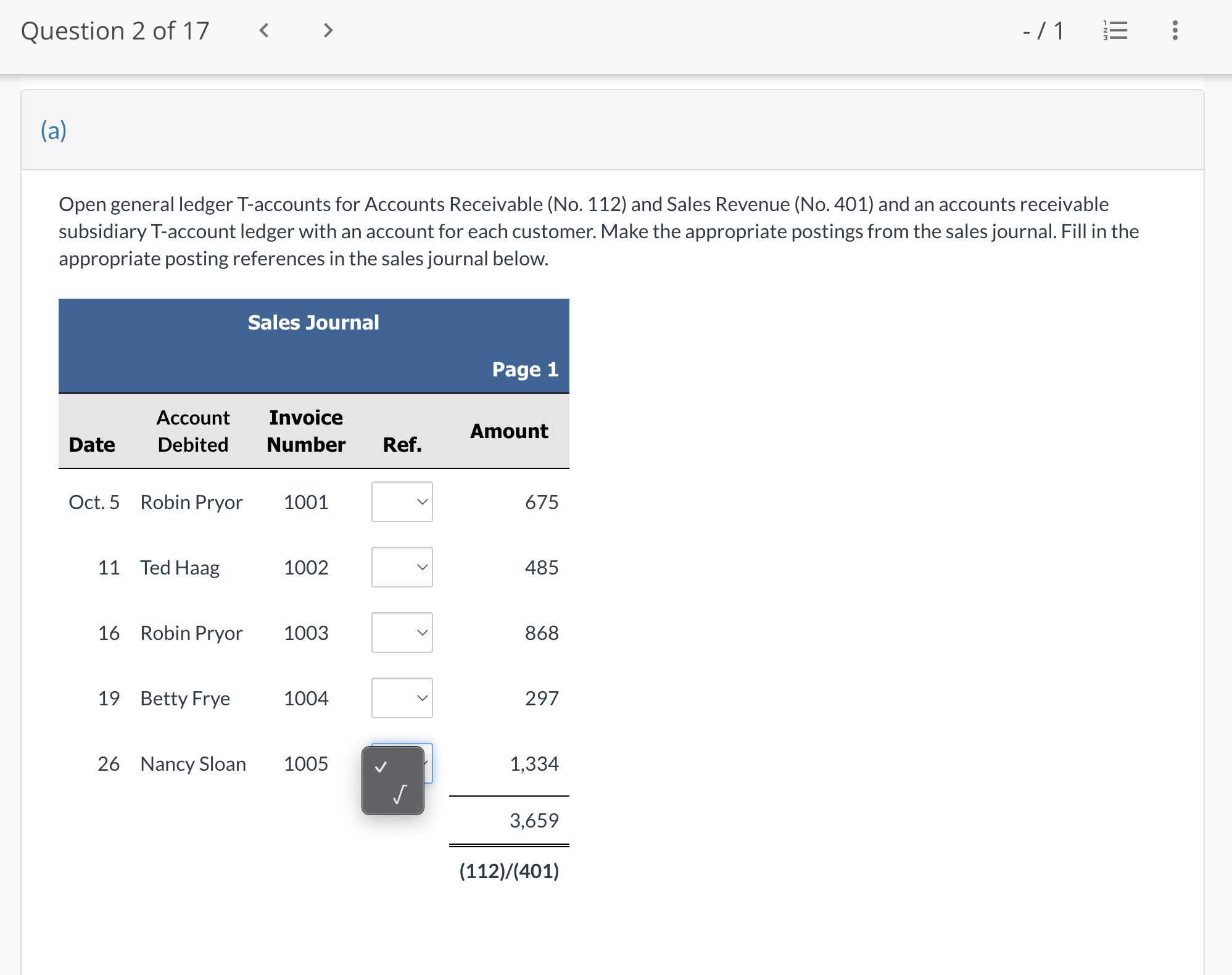 Solved Question 2 ﻿of 17-/1(a)Open general ledger T-accounts | Chegg.com
