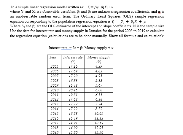 Solved In a simple linear regression model written as: | Chegg.com