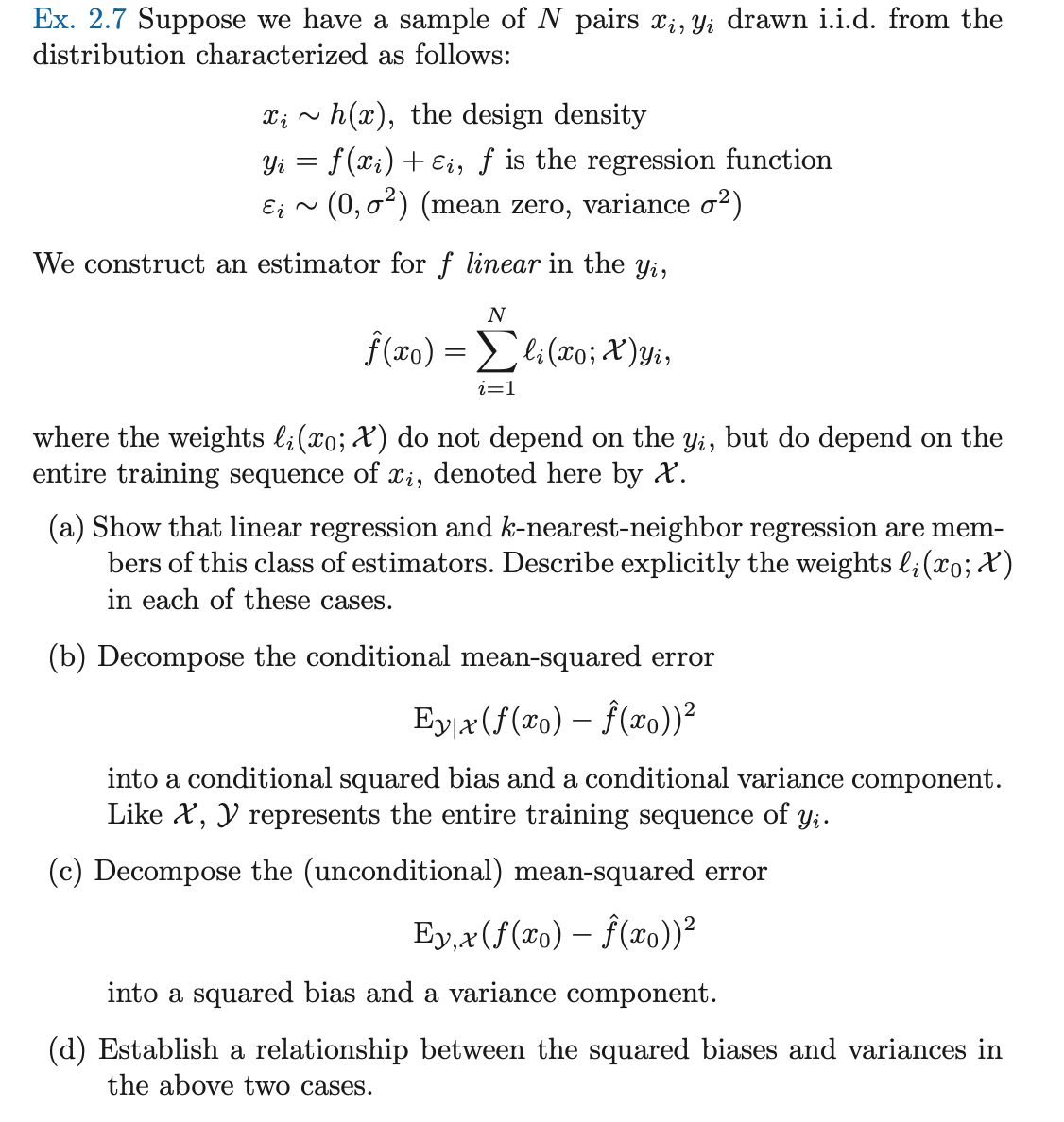 Solved Ex. 2.7 ﻿Suppose we have a sample of N ﻿pairs xi,yi | Chegg.com