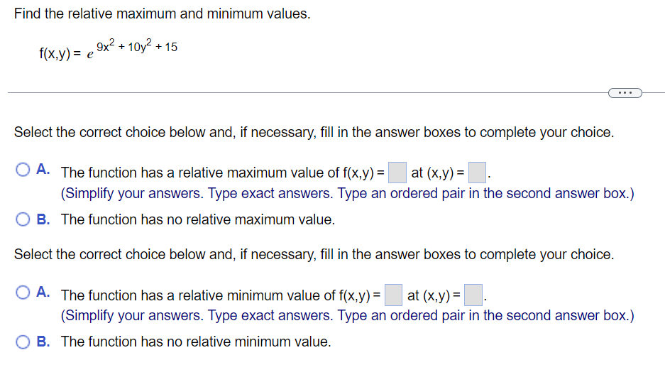 Solved Find the relative maximum and minimum values. | Chegg.com