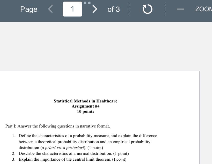 Solved Part I: Answer the following questions in narrative | Chegg.com