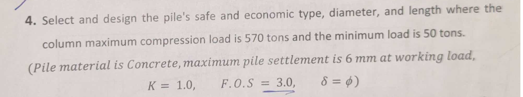 Solved Select and design the pile's safe and economic type, | Chegg.com