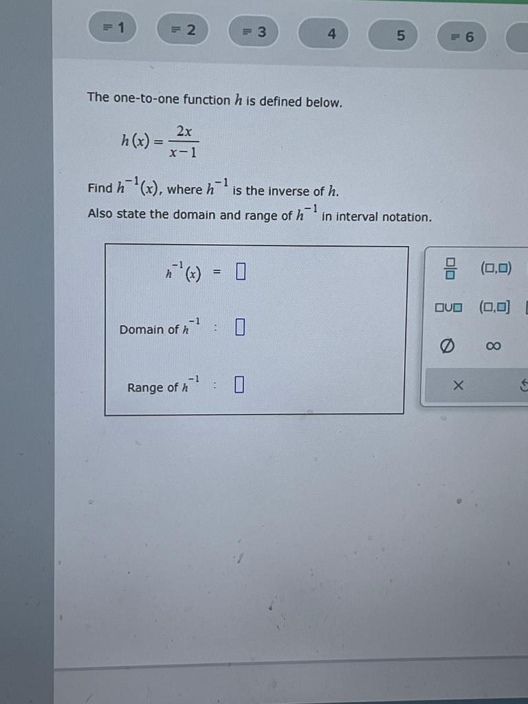 Solved The one-to-one function h is defined below. | Chegg.com