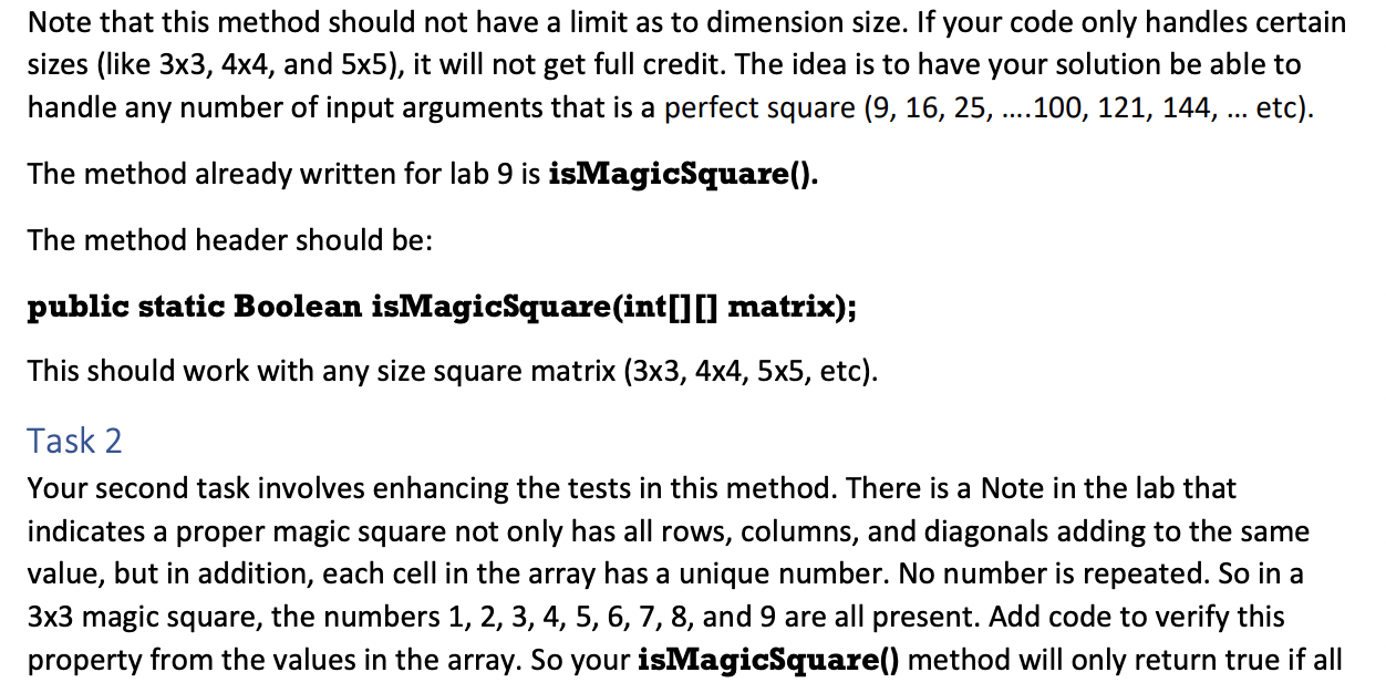 Solved Write a class called MagicSquare. This class will | Chegg.com