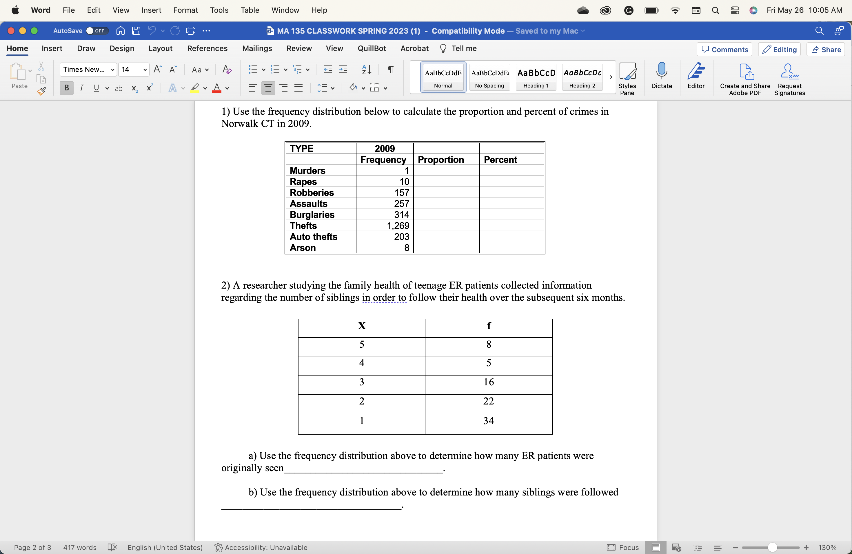 Solved 1) Identify the type of variable discrete or | Chegg.com