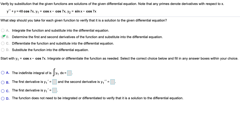 Solved Verify by substitution that the given functions are | Chegg.com