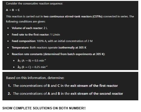 Consider the consecutive reaction sequence: A->B->C | Chegg.com