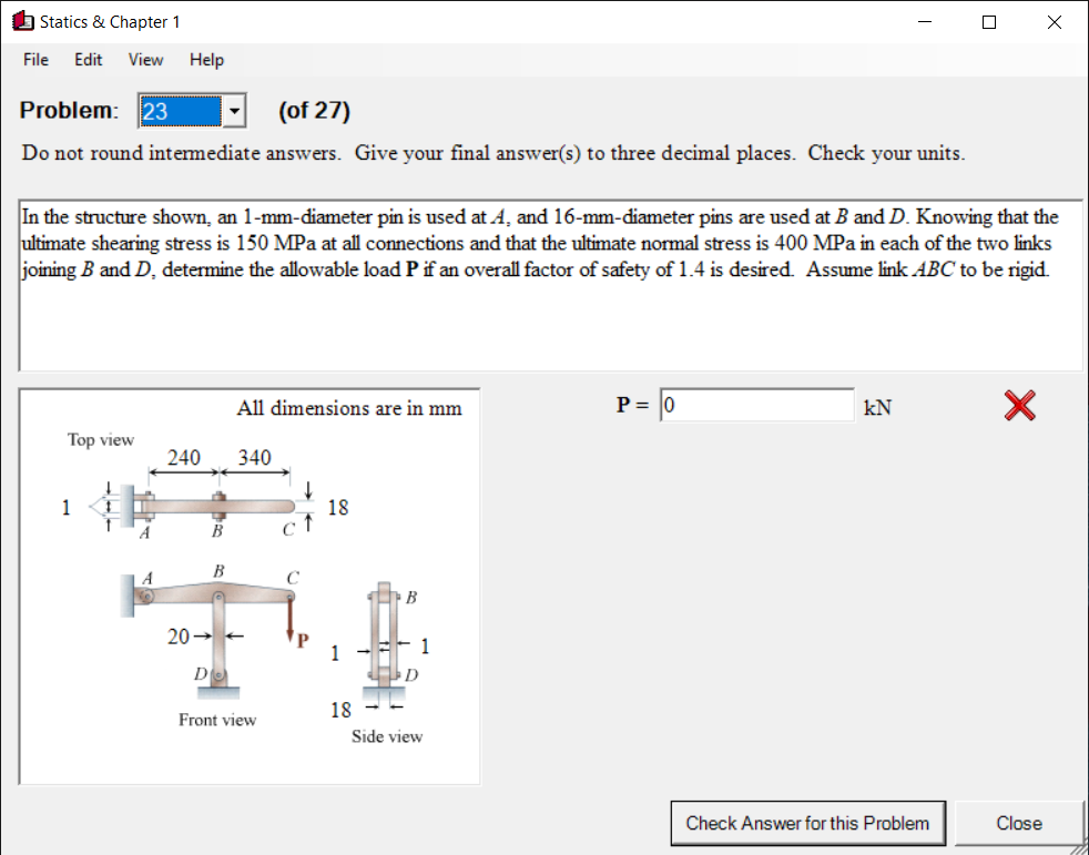 Solved Statics & Chapter 1 - х File Edit View Help Problem: | Chegg.com