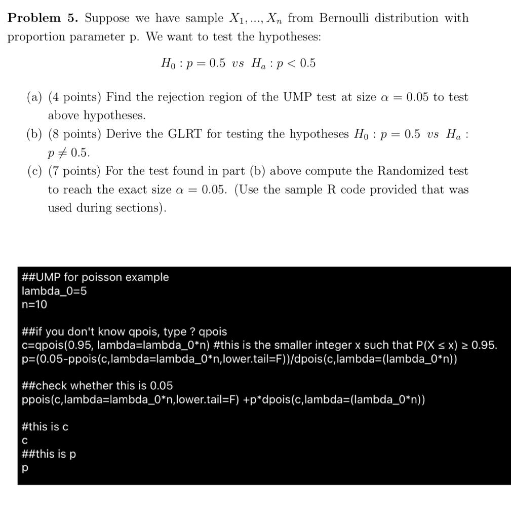 Solved Problem 5. Suppose we have sample X1, ..., Xn from | Chegg.com
