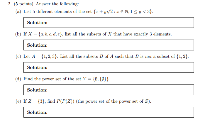 Solved (5 points) Answer the following: (a) List 5 different | Chegg.com