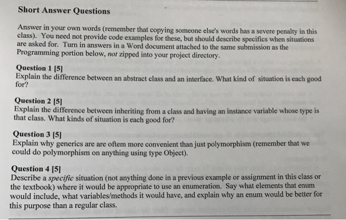 Solved Short Answer Questions Answer in your own words | Chegg.com
