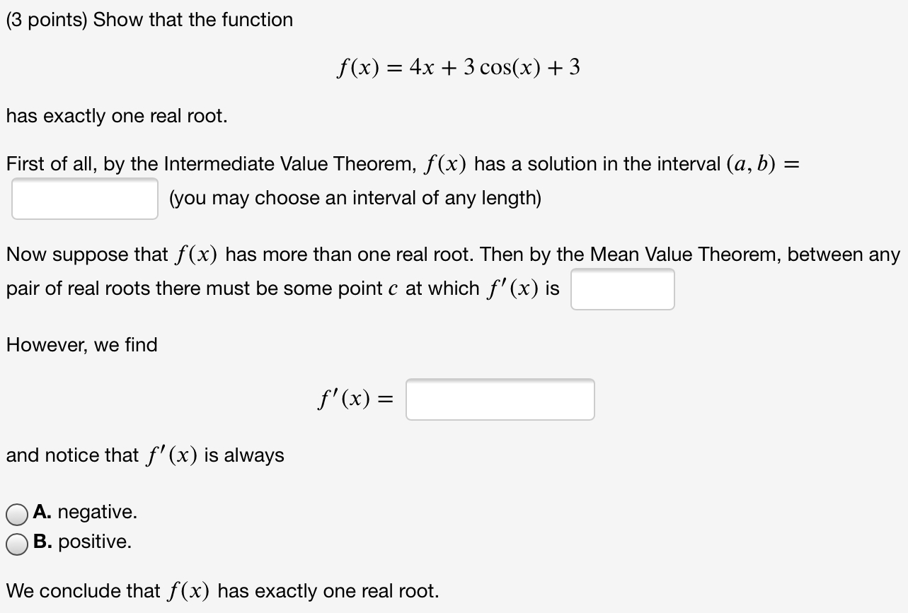 Solved (3 points) Show that the function f(x) xex has | Chegg.com