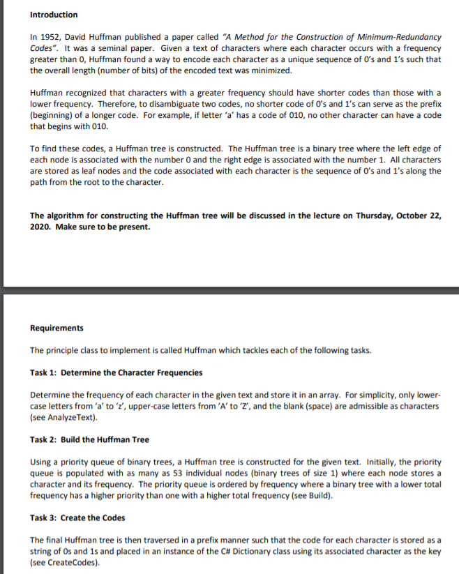 Introduction In 1952, David Huffman published a paper | Chegg.com