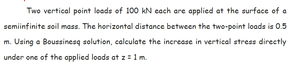 Solved Two vertical point loads of 100 kN each are applied | Chegg.com