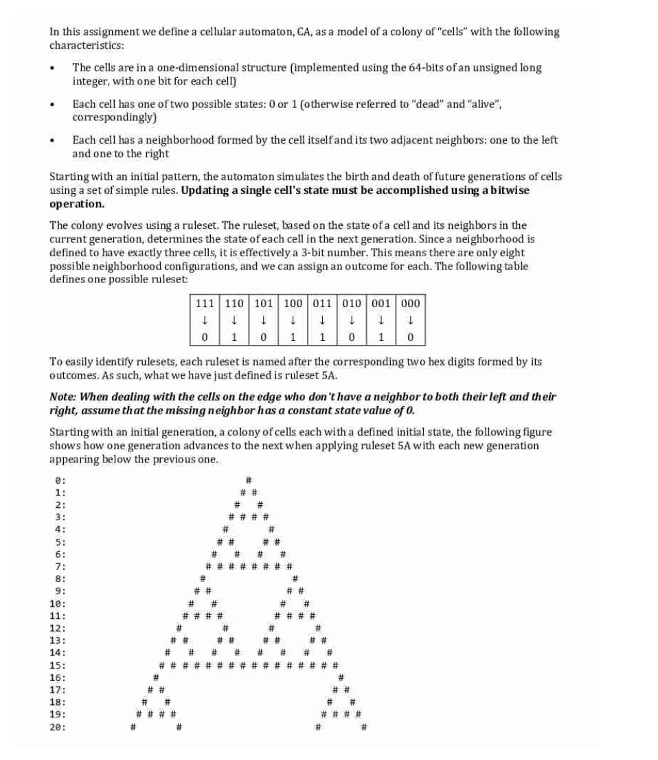 In this assignment we define a cellular automaton, | Chegg.com