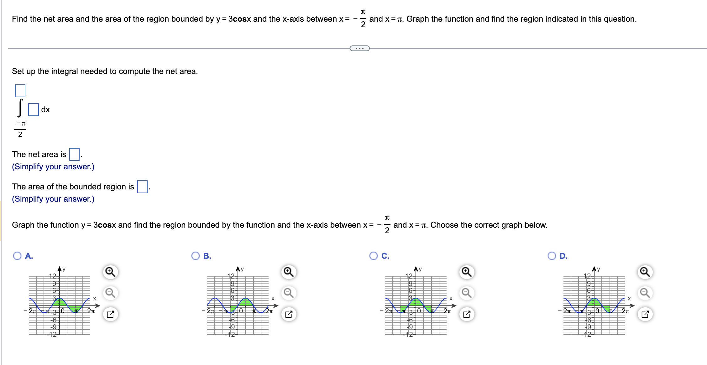 Solved Set up the integral needed to compute the net area. | Chegg.com