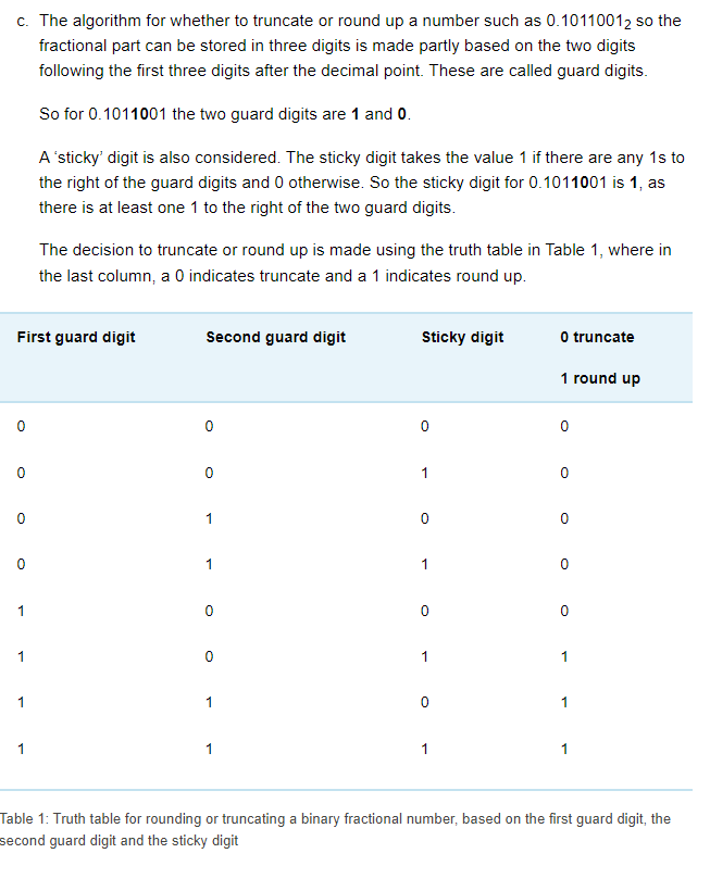 Solved c. The algorithm for whether to truncate or round up | Chegg.com